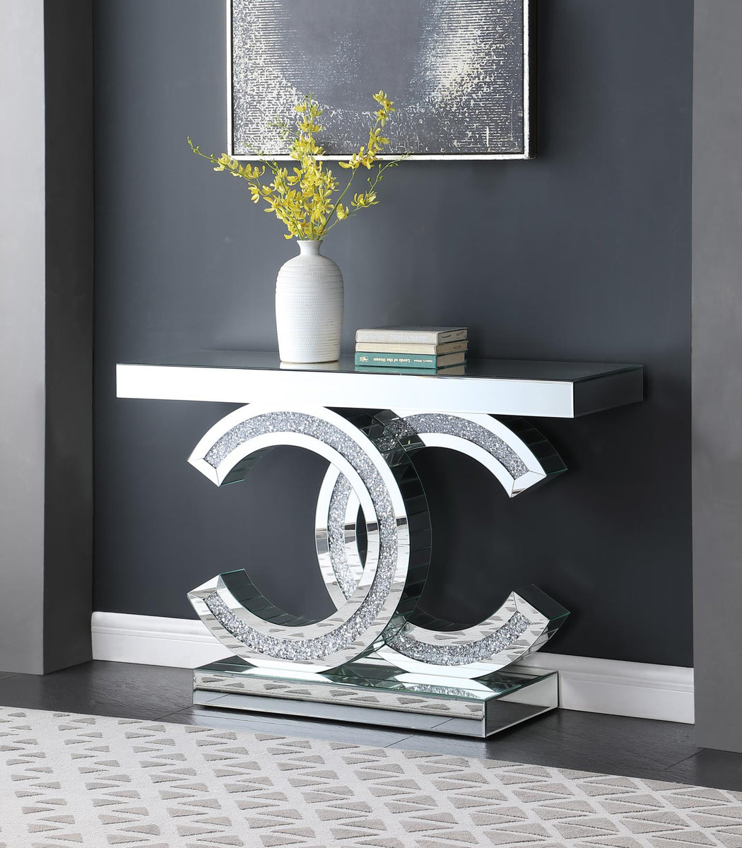 Chanel Mirrored Console Table – Gallery Furniture of Central Florida