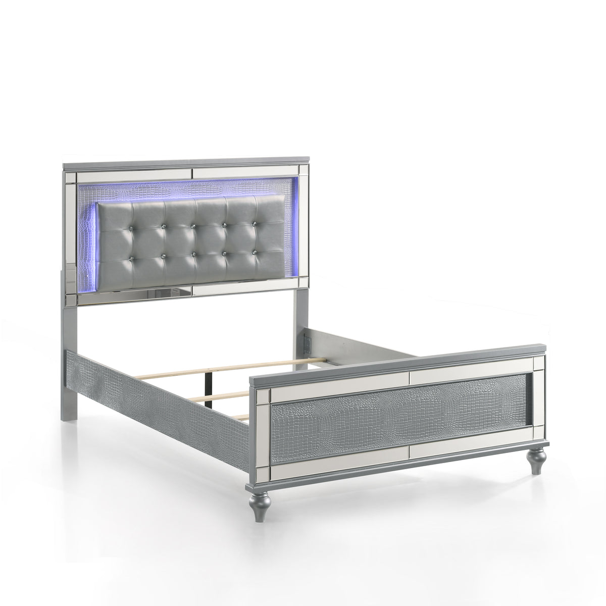 Valentino Bed w/ LED Lighting - Silver – Gallery Furniture of Central ...